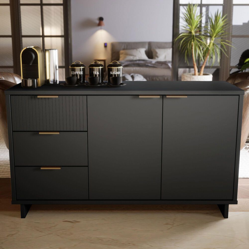 Dayton Granville 3-Drawer Sideboard in Dark Grey | NFM