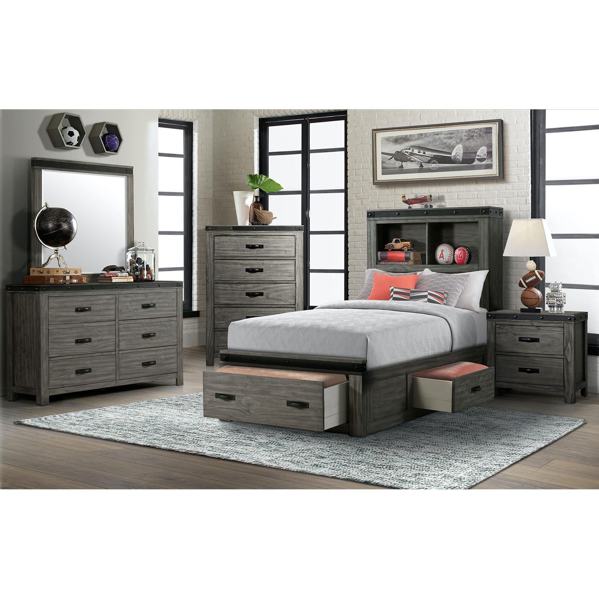 Twin bed with storage bedroom set store