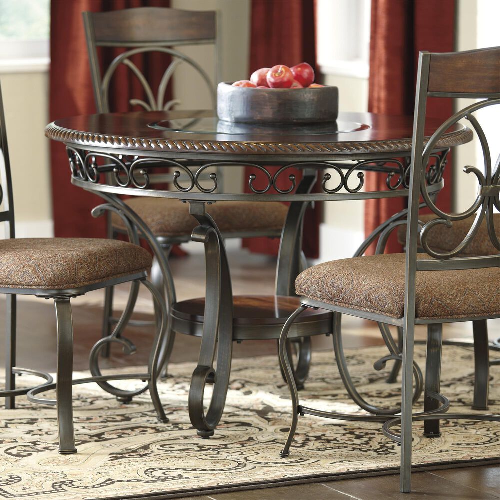 Ashley Glambrey Round Dining Table in Dark Bronze and Dark Cherry ...