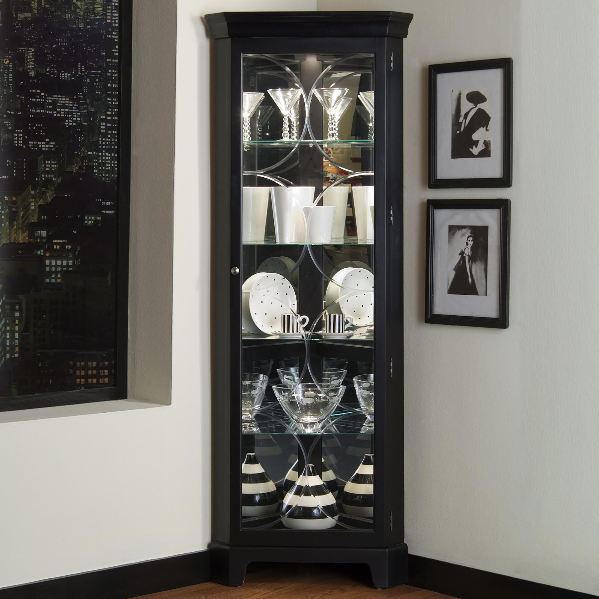Chapel Hill 74 Corner Curio in Oxford Black NFM