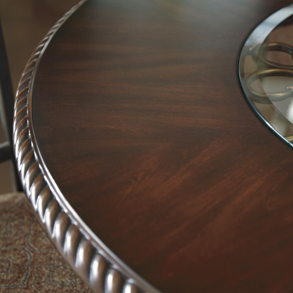 Ashley Glambrey Round Dining Table in Dark Bronze and Dark Cherry ...
