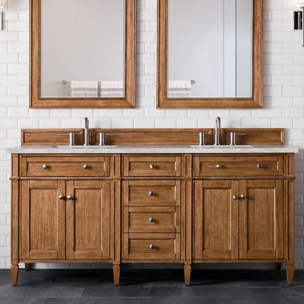 James Martin Vanities Brittany 72" Double Bathroom Vanity in Saddle ...