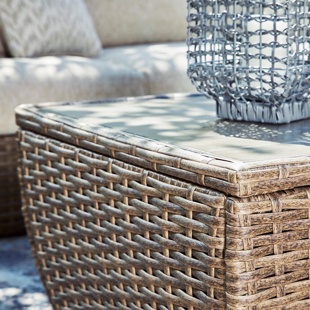 Signature Design by Ashley Sandy Bloom Patio Coffee Table in Brown ...