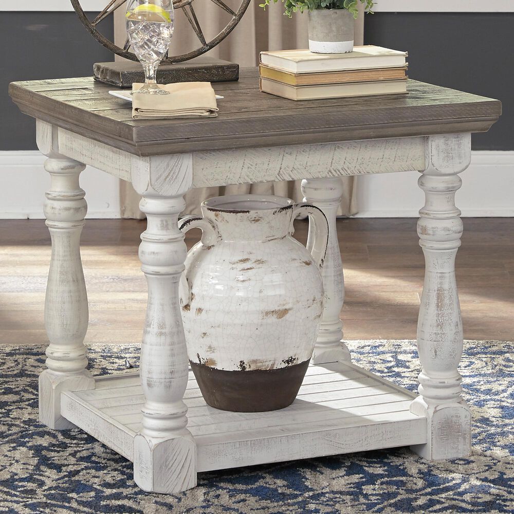 Ashley Havalance Rectangular End Table in Gray and White | NFM
