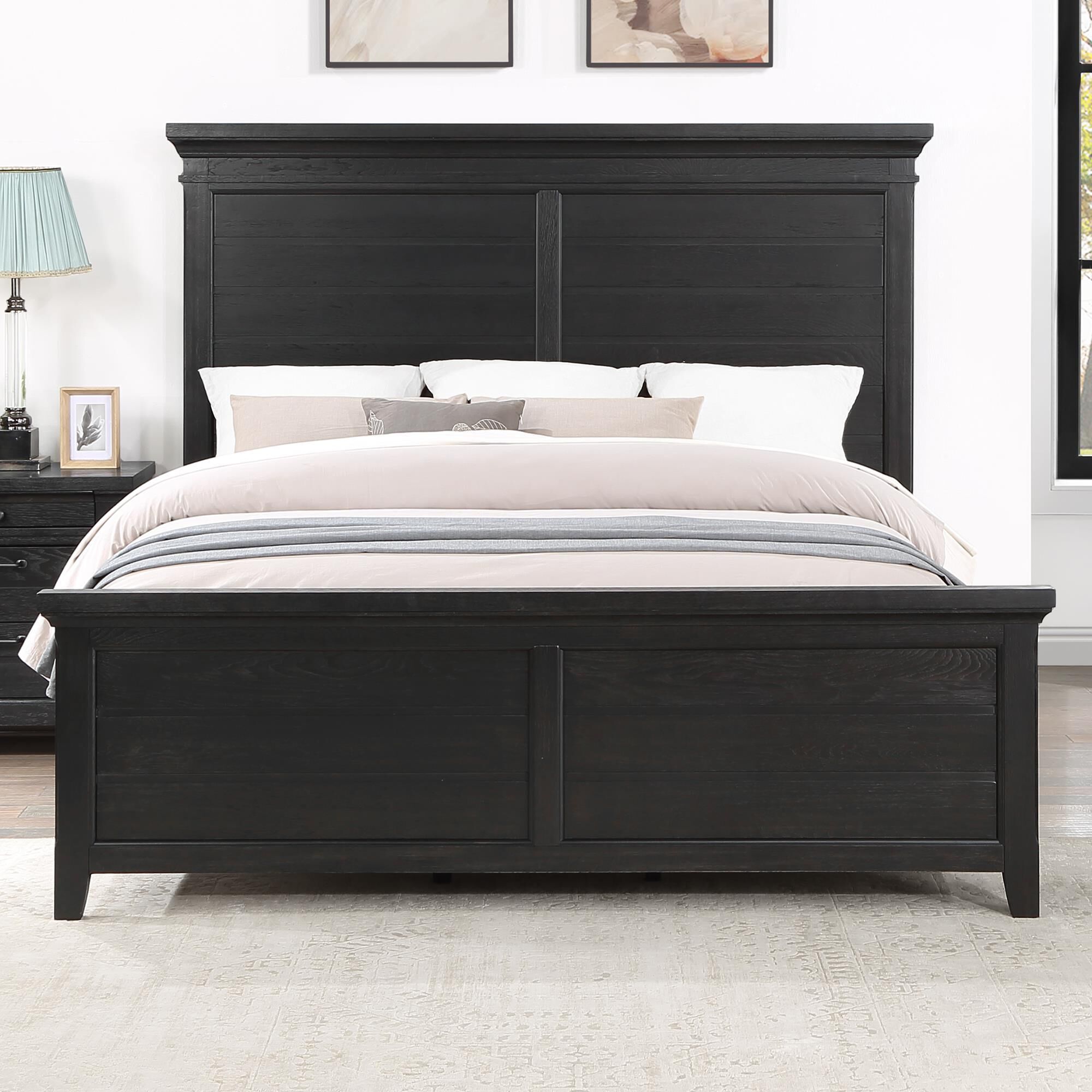 Davis International King Panel Bed in Lightly Distressed Black