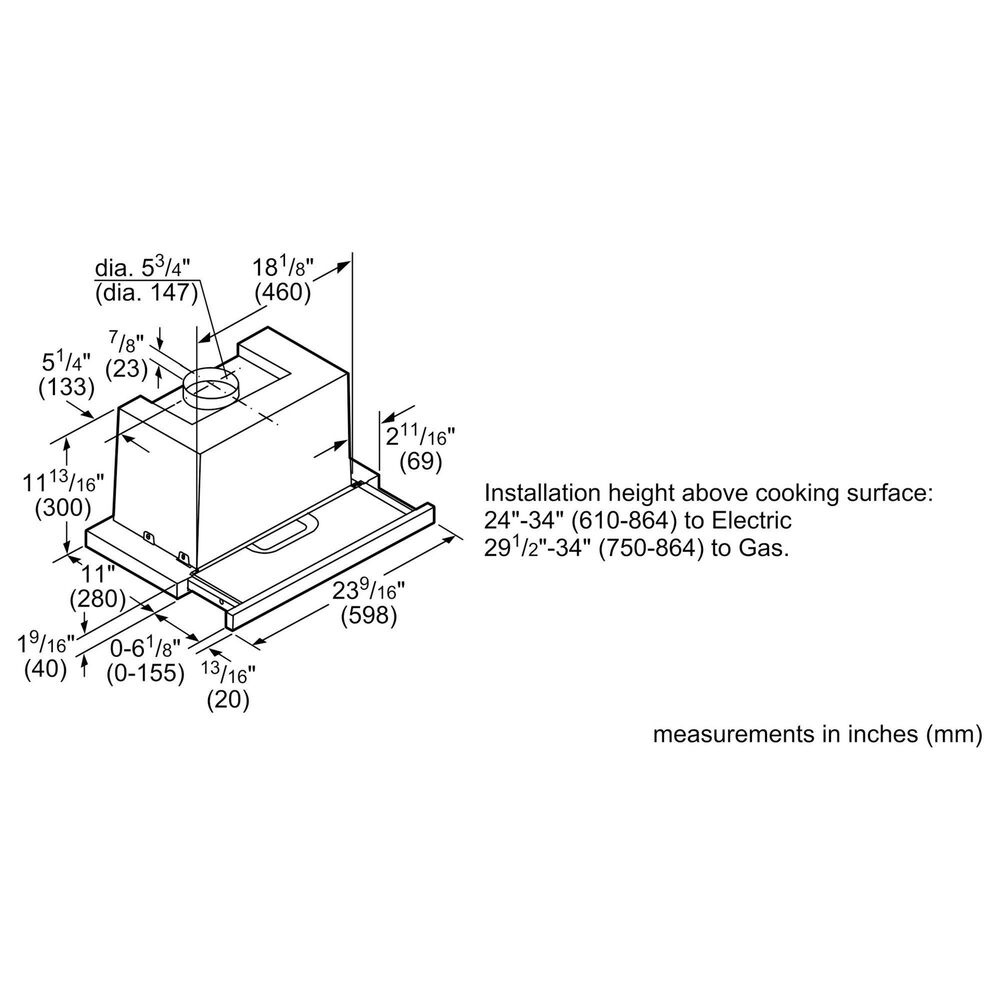 Bosch 500 Series 24" Pull Out Hood in Stainless Steel | NFM