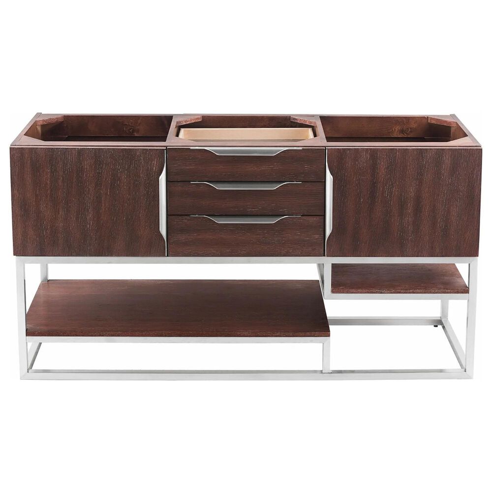 James Martin Columbia 59" Double Bathroom Vanity in Coffee Oak and ...