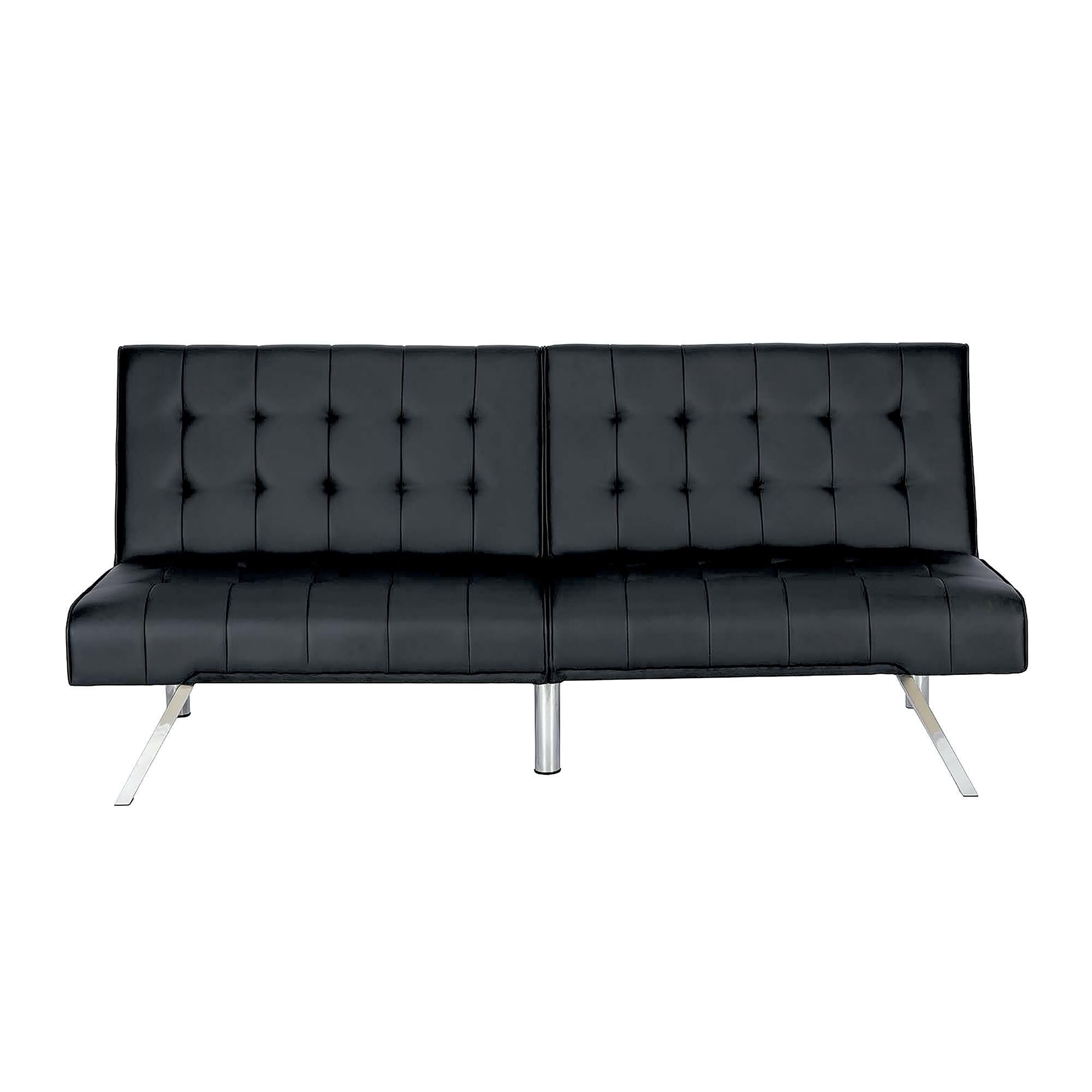DHP Emily Push Back Reclining Convertible Futon in Black NFM