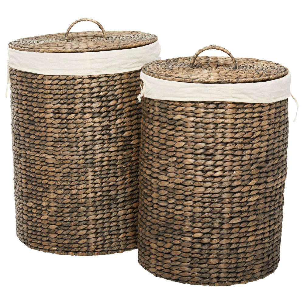Maple and Jade Round Storage Basket in Dark Brown and Ivory White (Set ...