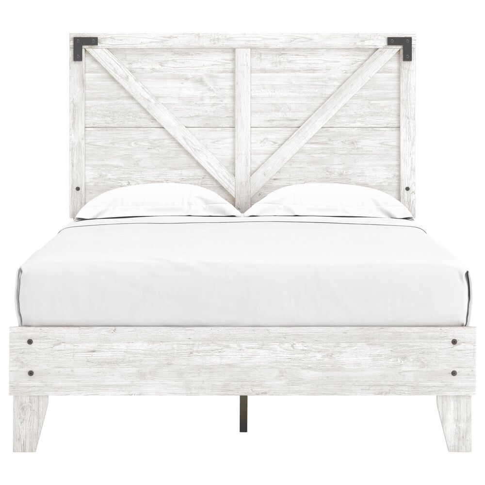 Ashley Shawburn Full Panel Platform Bed in Whitewash/Dark Charcoal | NFM