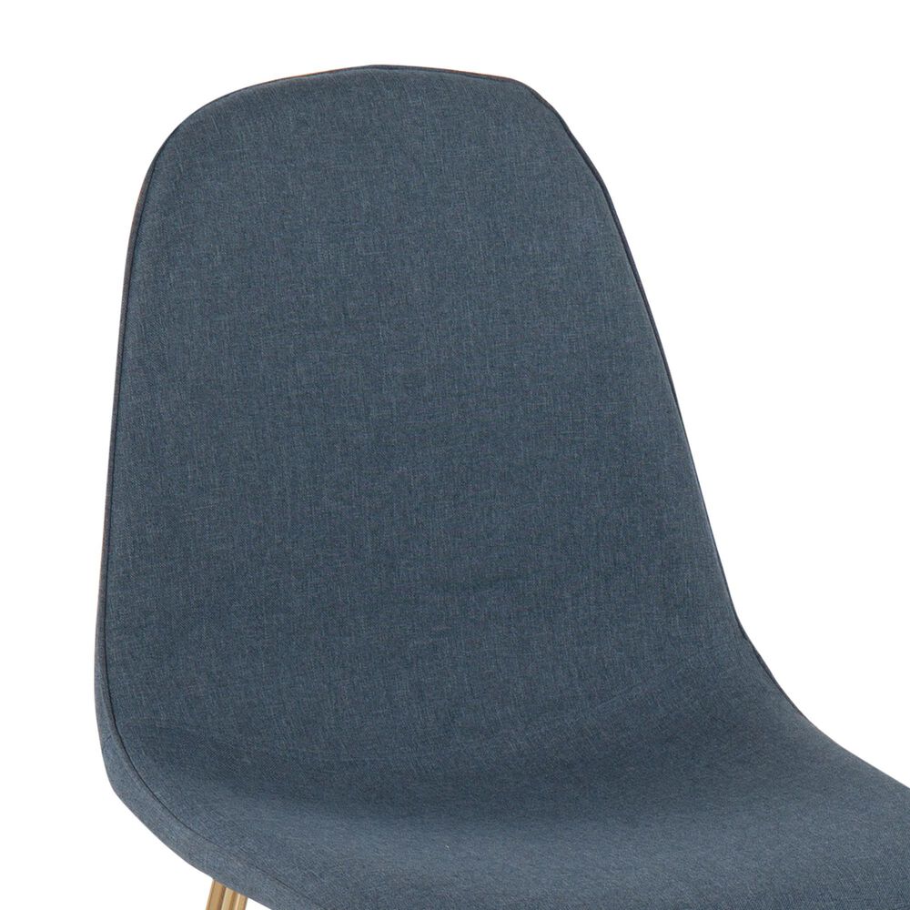 Lumisource Pebble Side Chair with Blue Cushion in Gold (Set of 2 ...