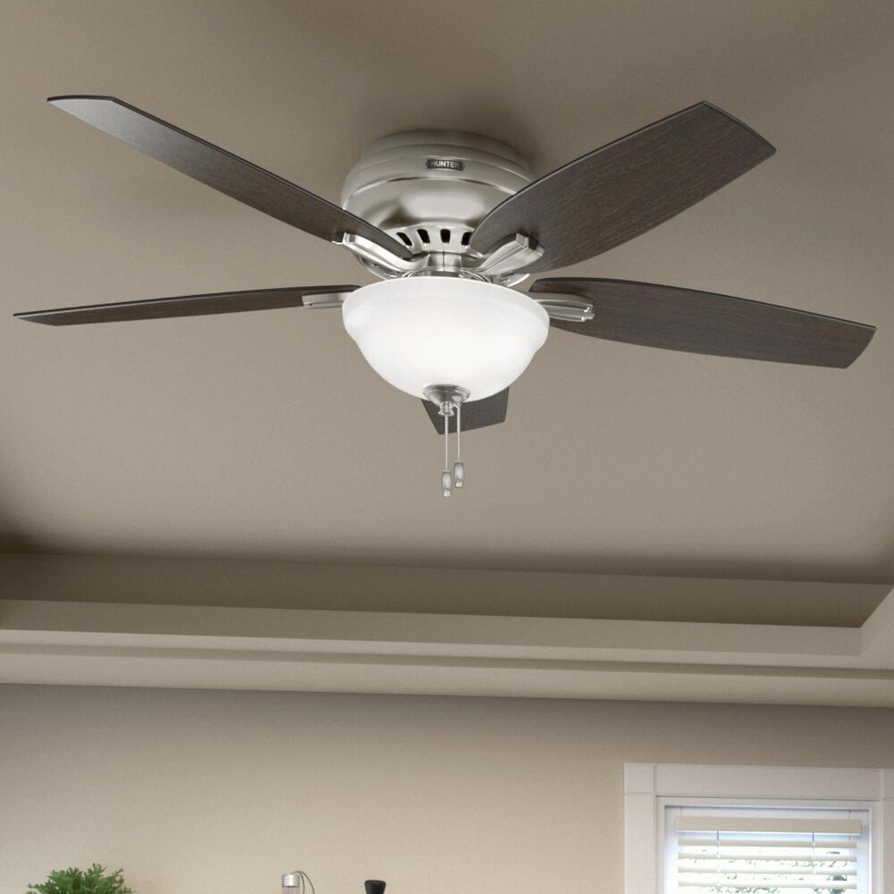 Hunter Newsome Low Profile 52" Ceiling Fan with Lights in Brushed ...