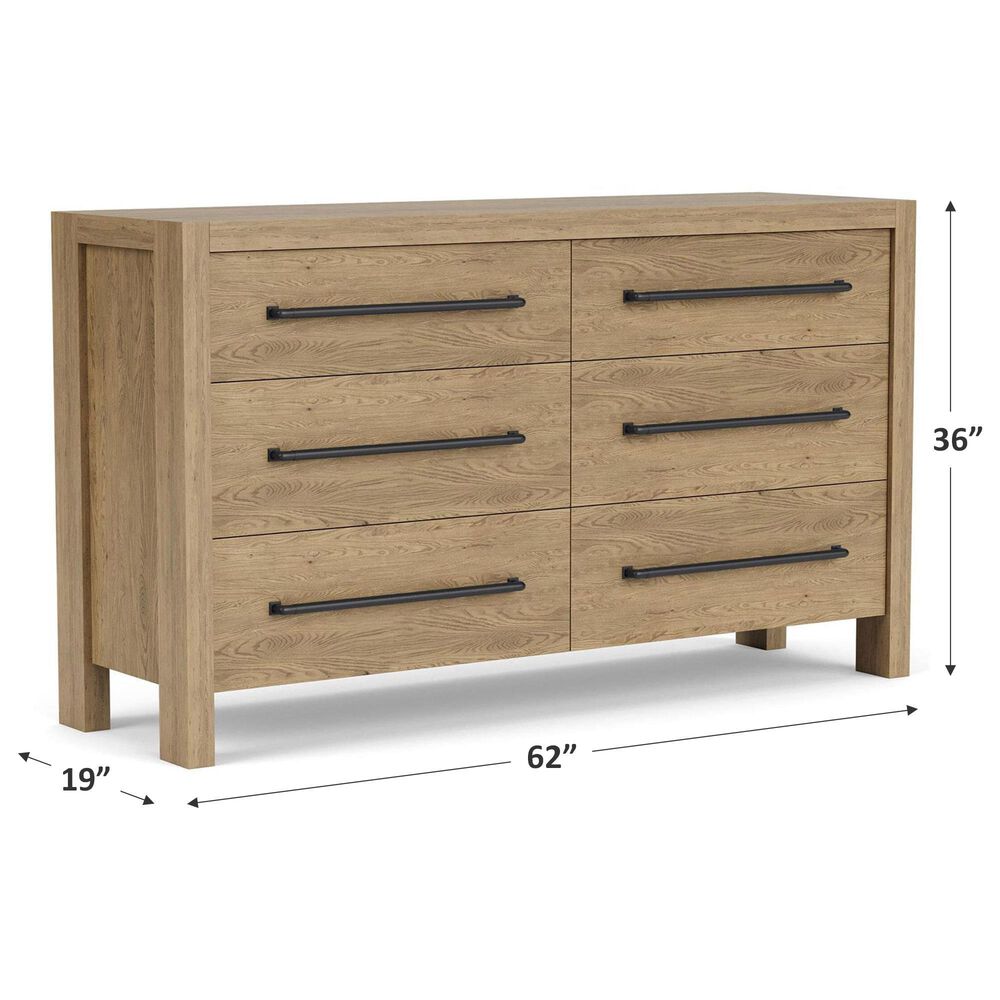 Shannon Hills Davie 6-Drawer Dressers in Pale Oak | NFM