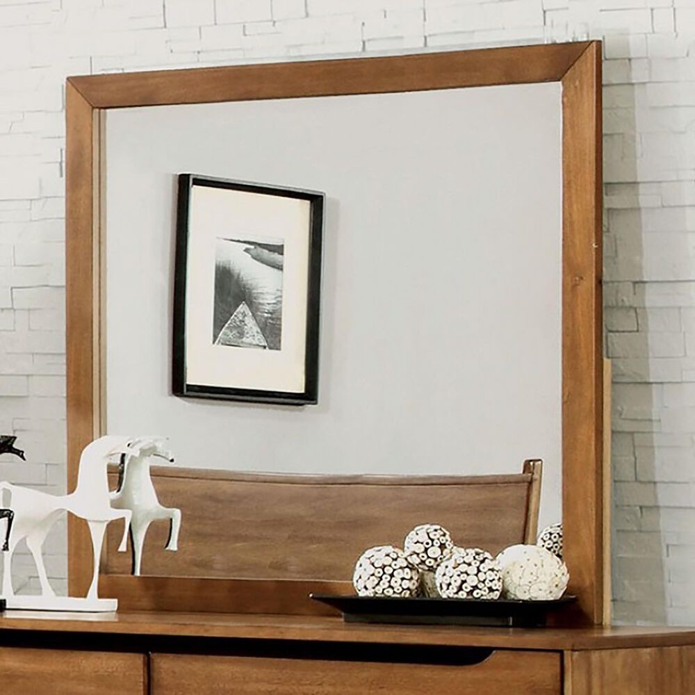 Furniture of America Lennart Rectangle Mirror in Oak | NFM