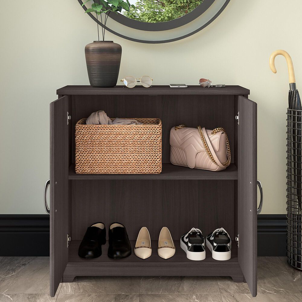 Bush Cabot Small Entryway Cabinet with Doors in Heather Gray | NFM