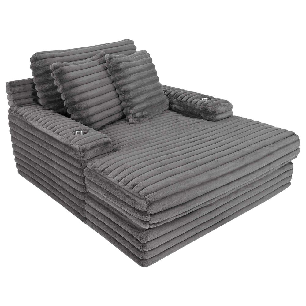 Moore Furniture Bellini Chaise Lounger with Cupholders in Cloud Dark Gray