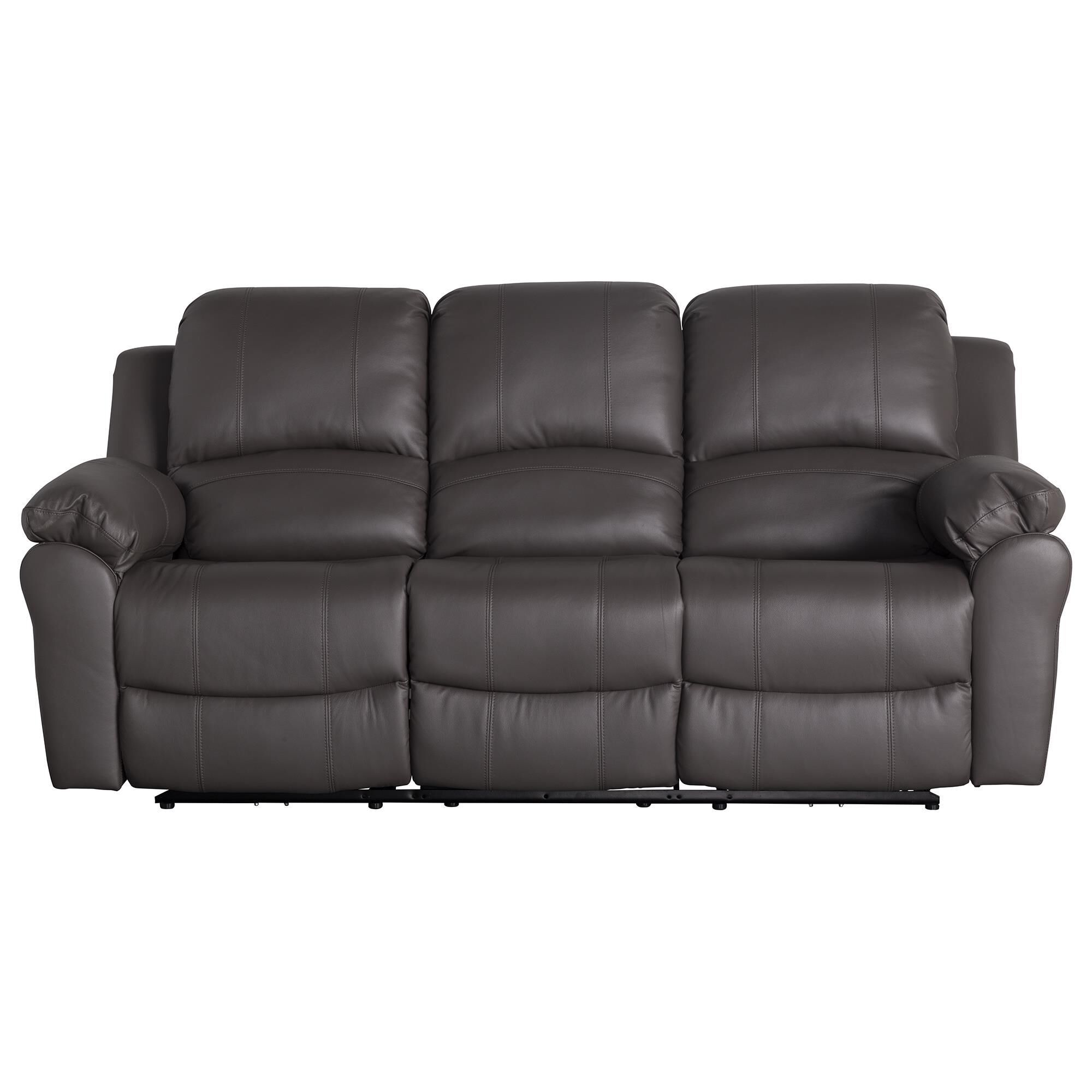 Oxford Furniture Cheers Leather Power Reclining Sofa in Madras Gray NFM