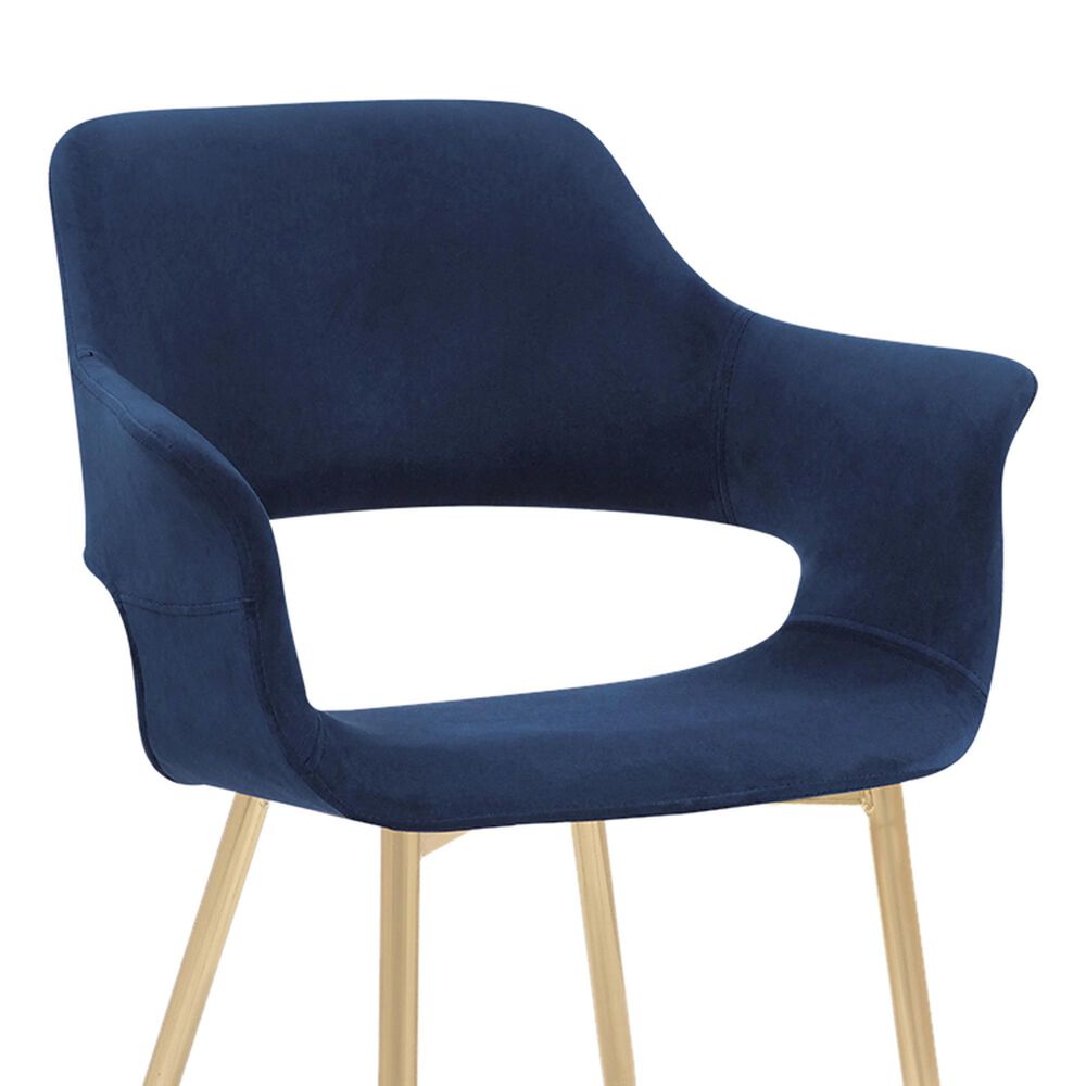 Blue River Gigi Arm Chair with Blue Cushion in Gold | NFM