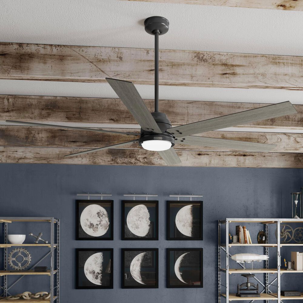 Hunter Gravity 72" Ceiling Fan with LED Light in Matte Black | NFM