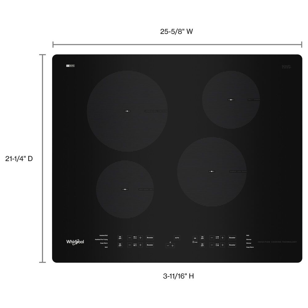 Whirlpool 24" Induction Cooktop with 4 Elements in Black | NFM