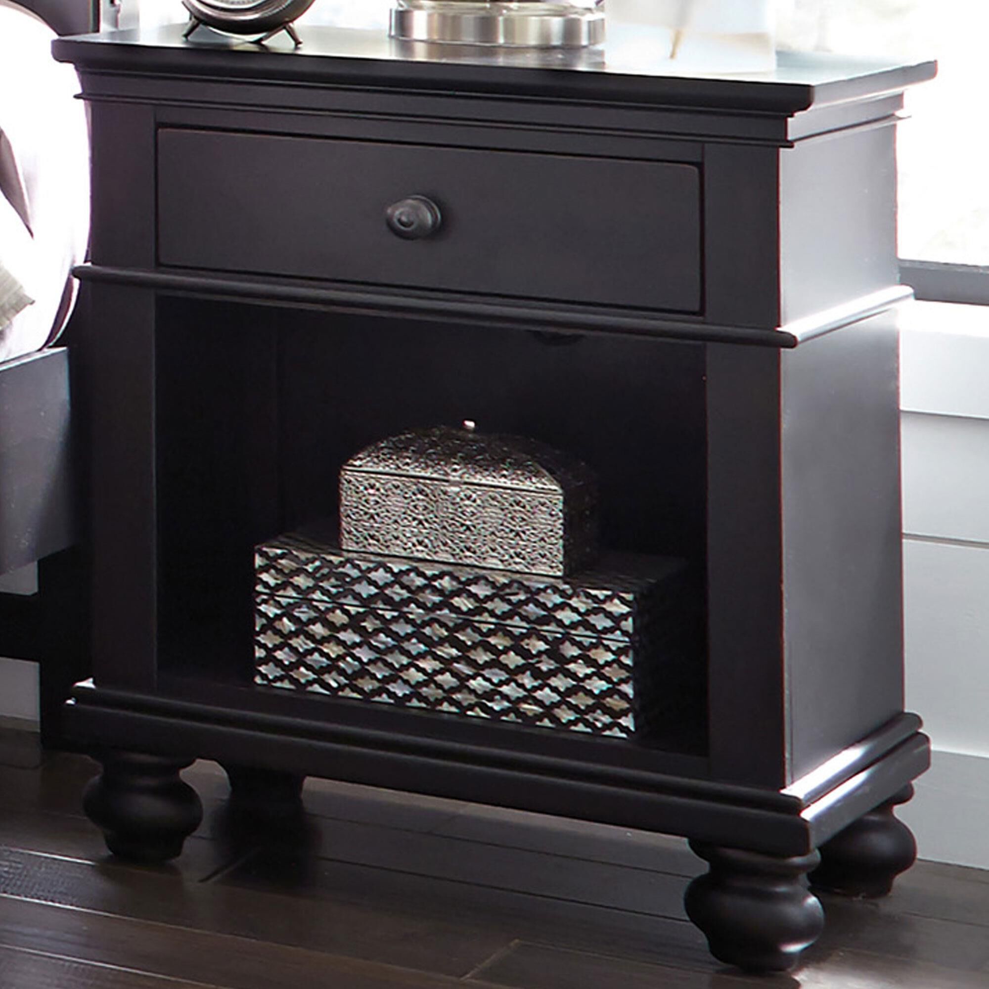 Riva Ridge Oxford 1 Drawer Nightstand in Black NFM