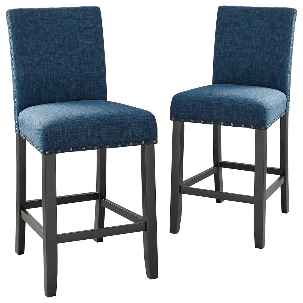 New Heritage Design Crispin Counter Stool in Marine Blue (Set of 2) | NFM