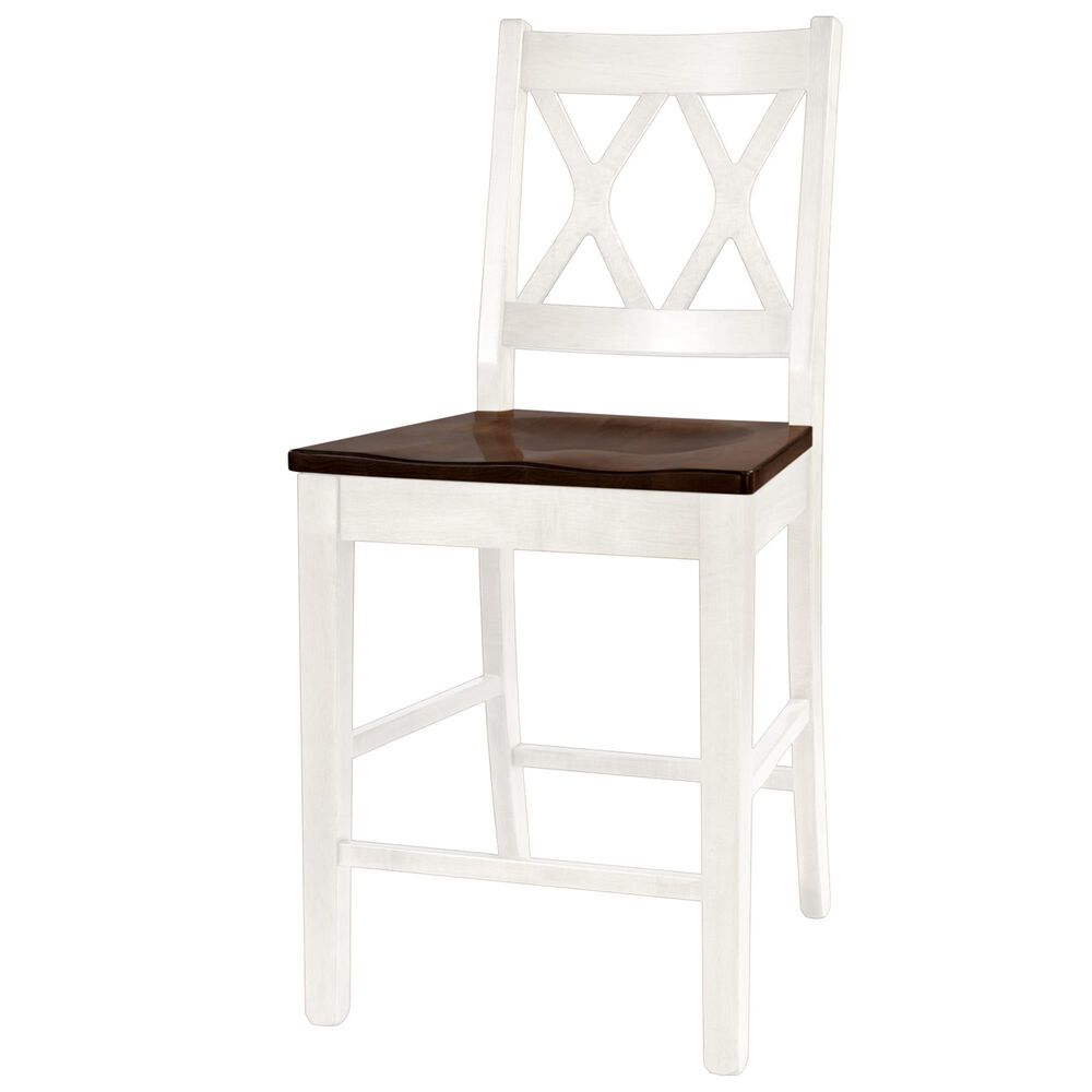 Fleming Furniture Co. Lillian 24" X-Back Stool in Walnut and Ivory | NFM