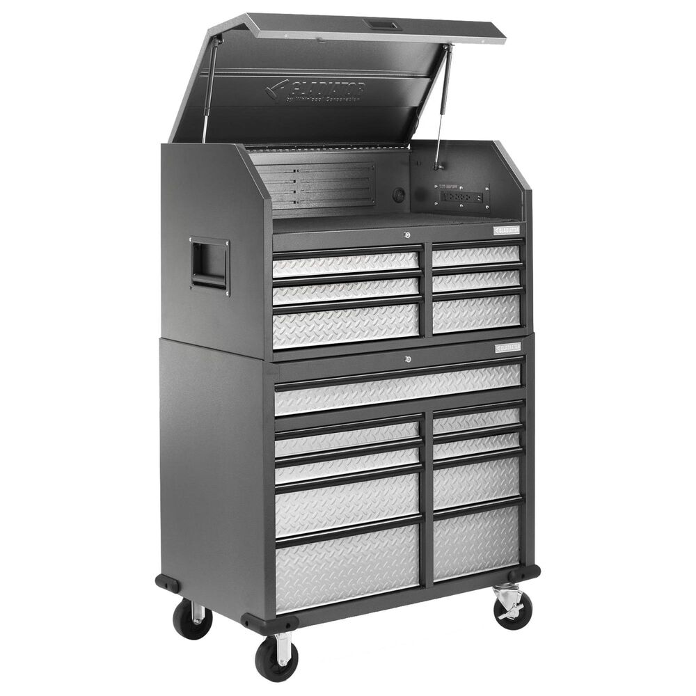Gladiator 41" 15-Drawer Mobile Tool Chest Combo in Hammered Granite | NFM