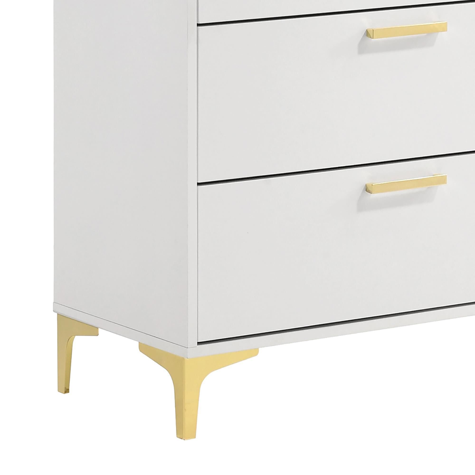 Pacific Landing Kendall 6 Drawer Dresser in Gold and White NFM