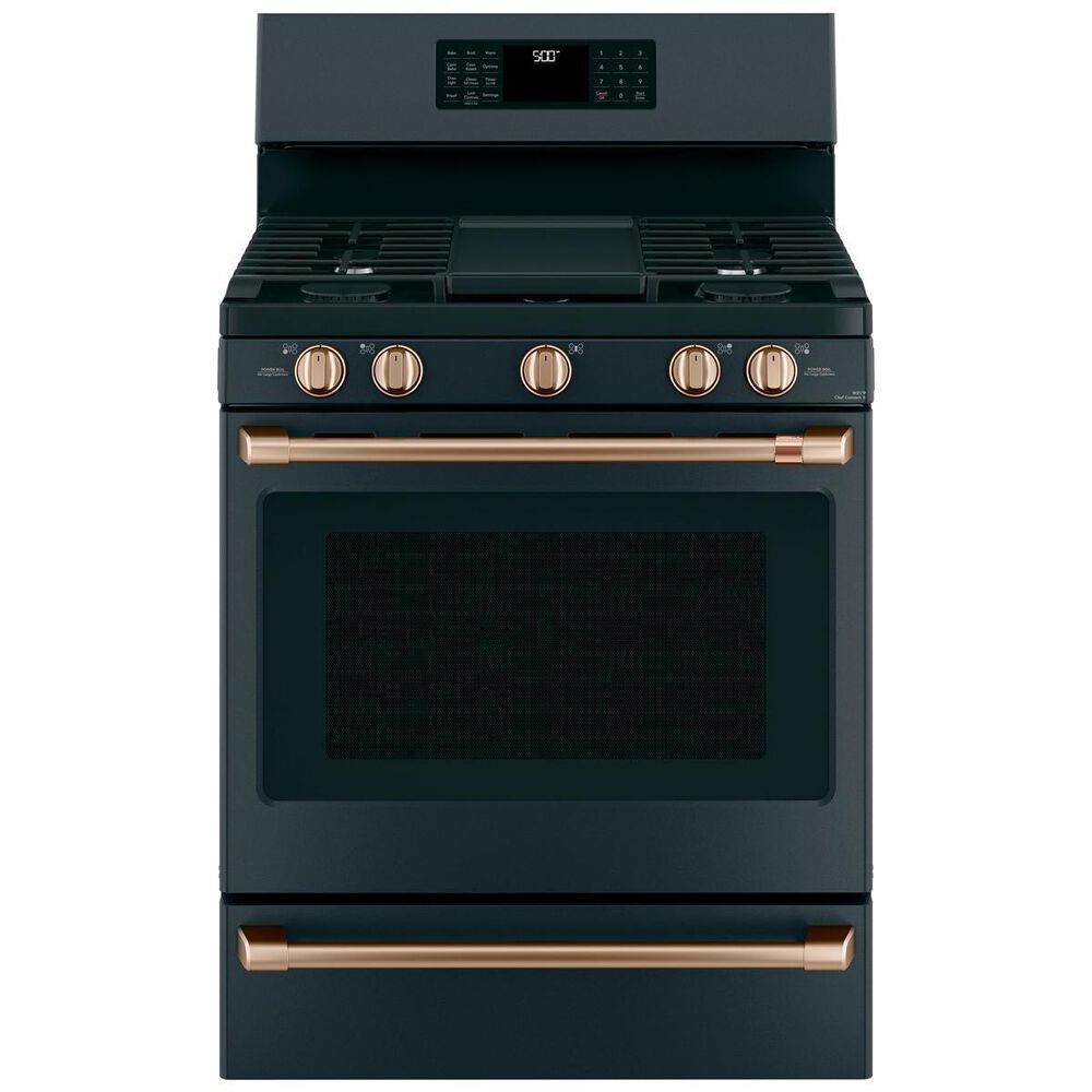 Cafe Handle and 5 Knob Kit for Freestanding Range in Brushed Bronze | NFM