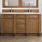 James Martin Bristol 60" Double Bathroom Vanity in Saddle Brown with 3 ...