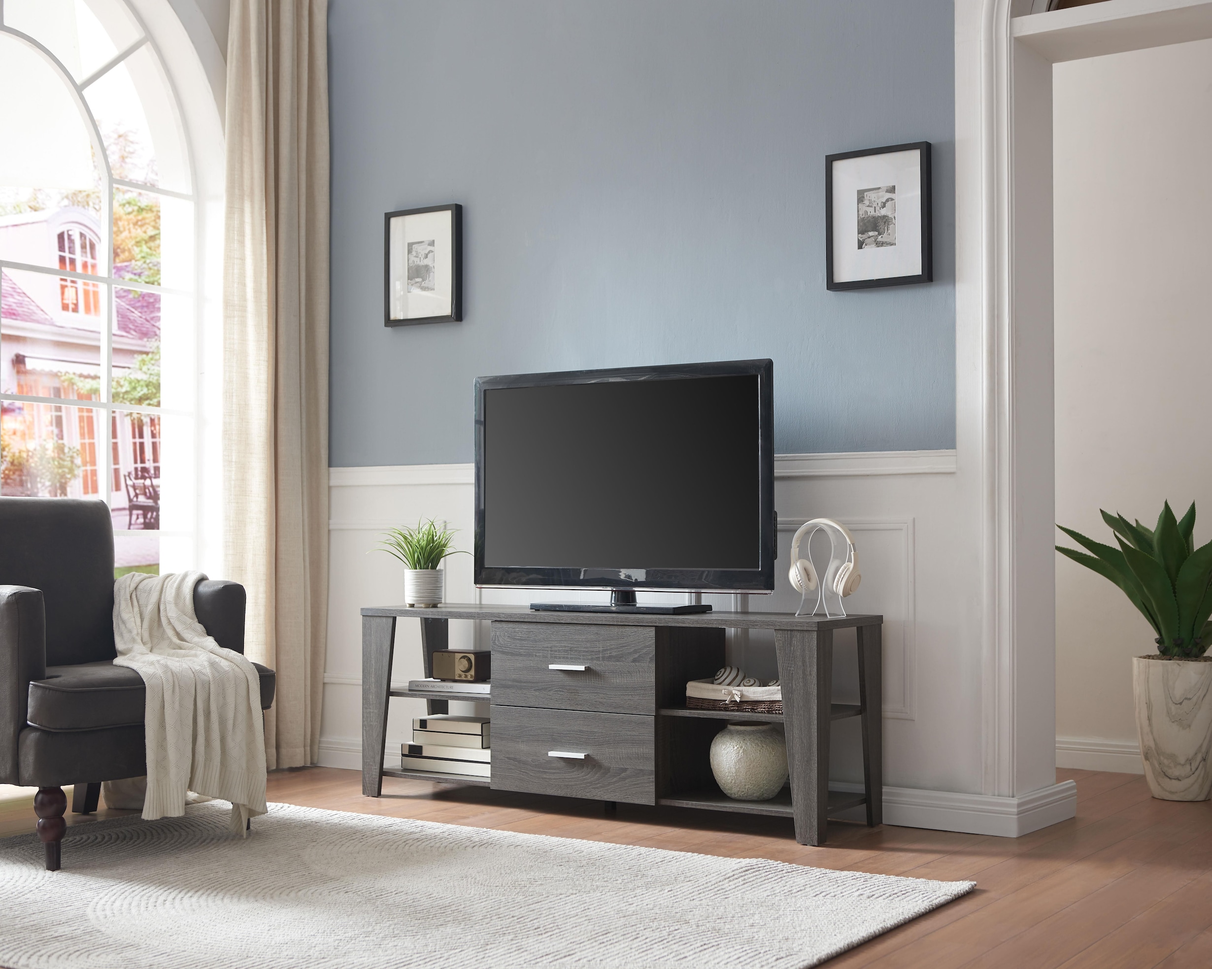 Charcoal grey tv stand store
