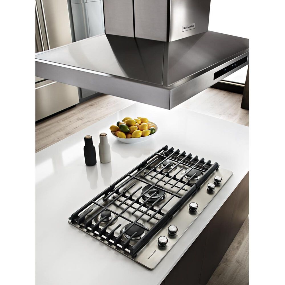 KitchenAid 42'' Island-Mount 3-Speed Canopy Hood in Stainless Steel ...