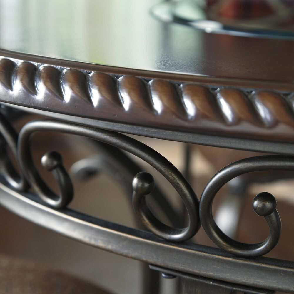 Ashley Glambrey Round Dining Table in Dark Bronze and Dark Cherry ...