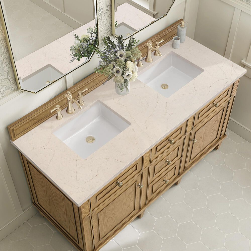 James Martin Lorelai 60" Double Vanity in Light Natural Oak with 3 cm ...