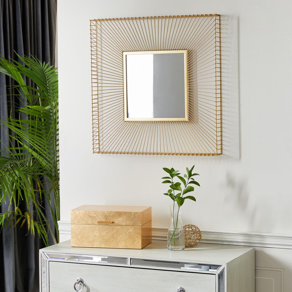 CosmoLiving by Cosmopolitan 26" Square Wall Mirror in Shiny Gold | NFM