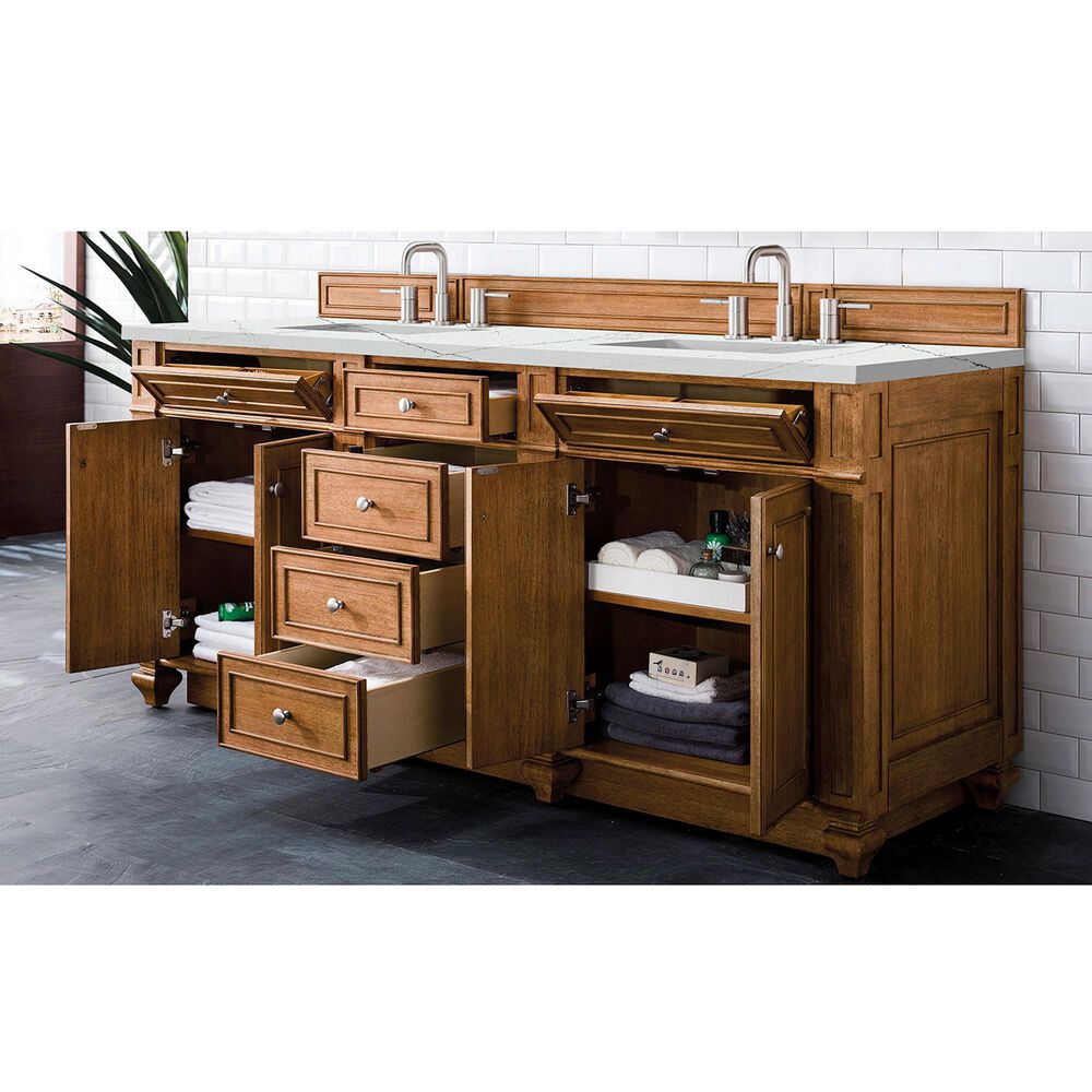 James Martin Bristol 72" Double Bathroom Vanity in Saddle Brown with 3 ...