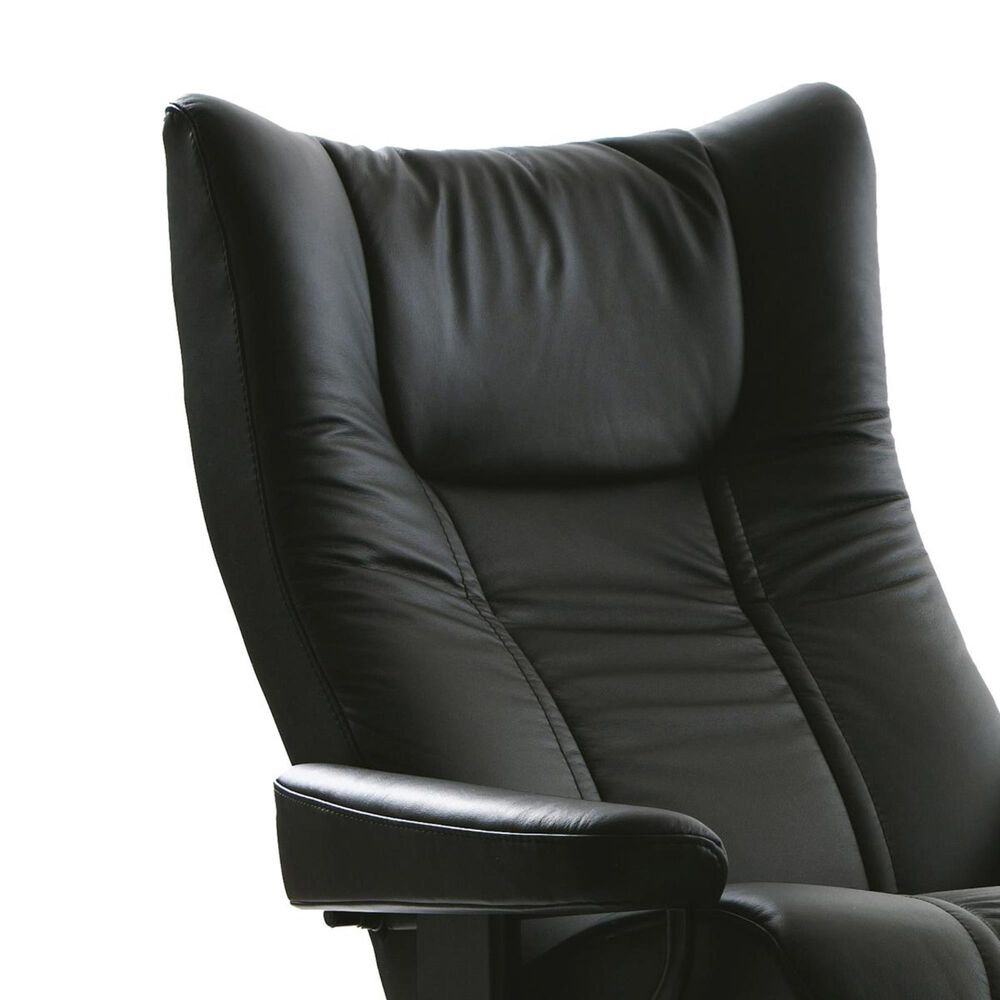 Stressless Medium Chair and Ottoman with Black Classic Base in Paloma ...