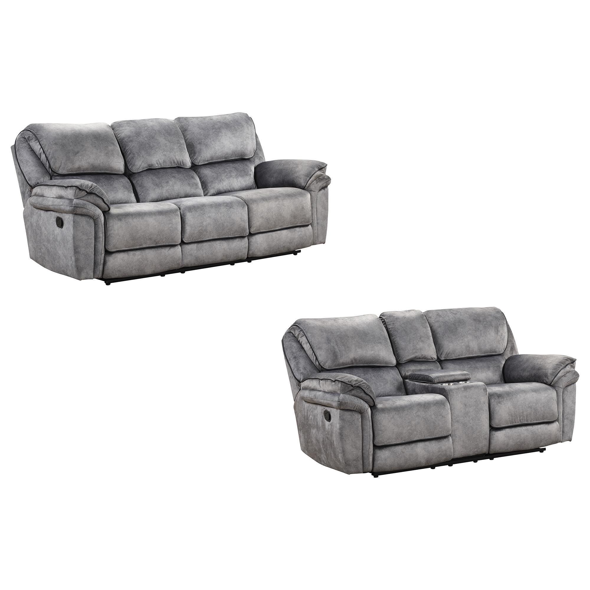 Furniture of America Byron 2 Piece Manual Reclining Living Room Set in Gray
