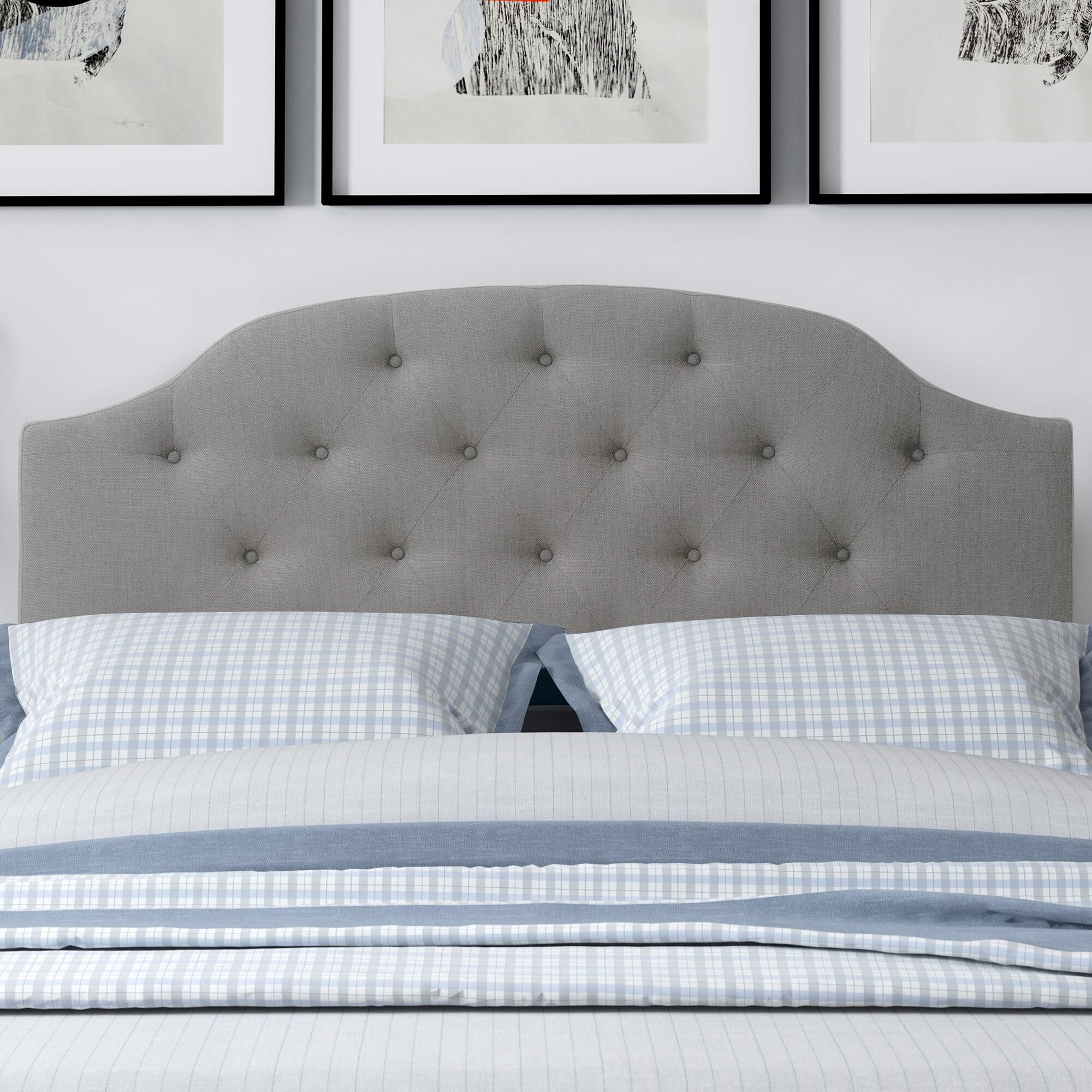 CorLiving Calera Full Panel Headboard in Light Grey