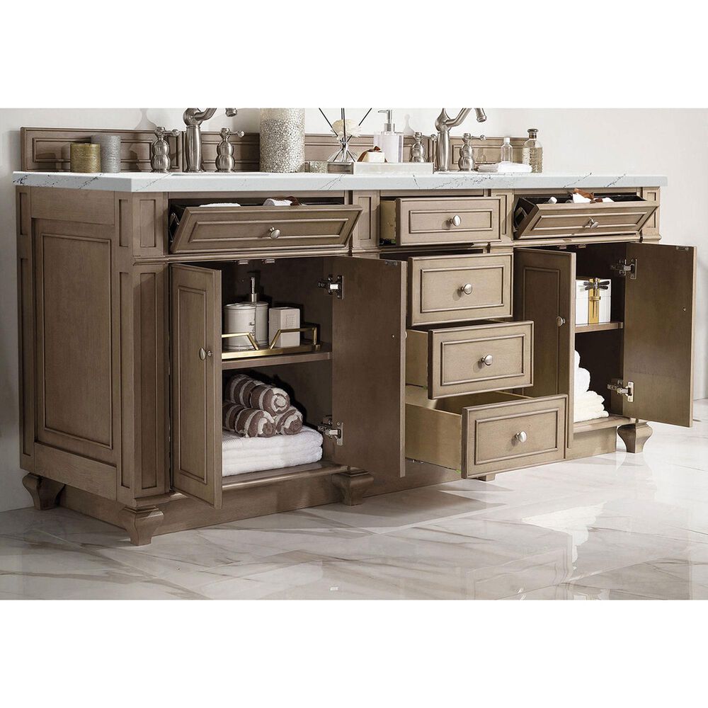 James Martin Bristol 72" Double Bathroom Vanity in Whitewashed Walnut ...