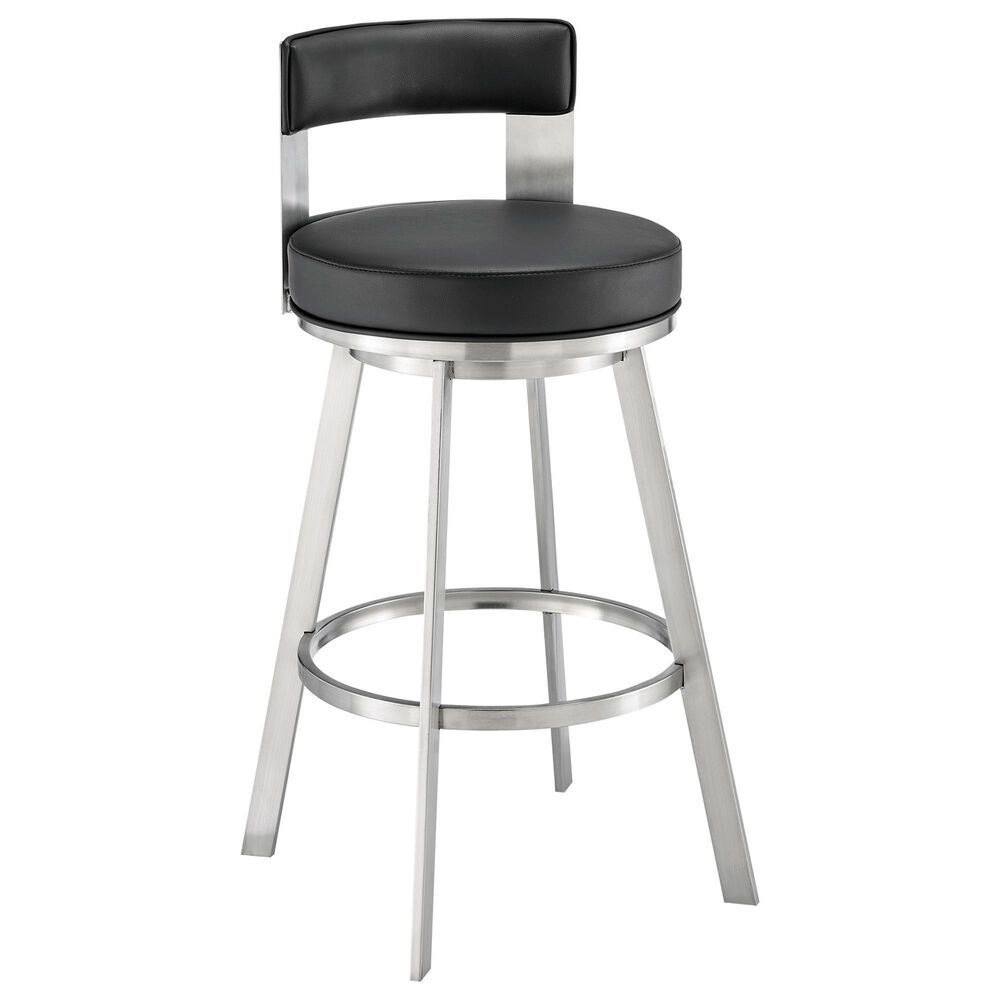 Blue River Flynn 26" Swivel Counter Stool with Black Cushion in Brushed ...