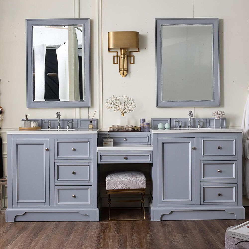 James Martin De Soto 94" Double Bathroom Vanity in Sliver Gray with 3 ...