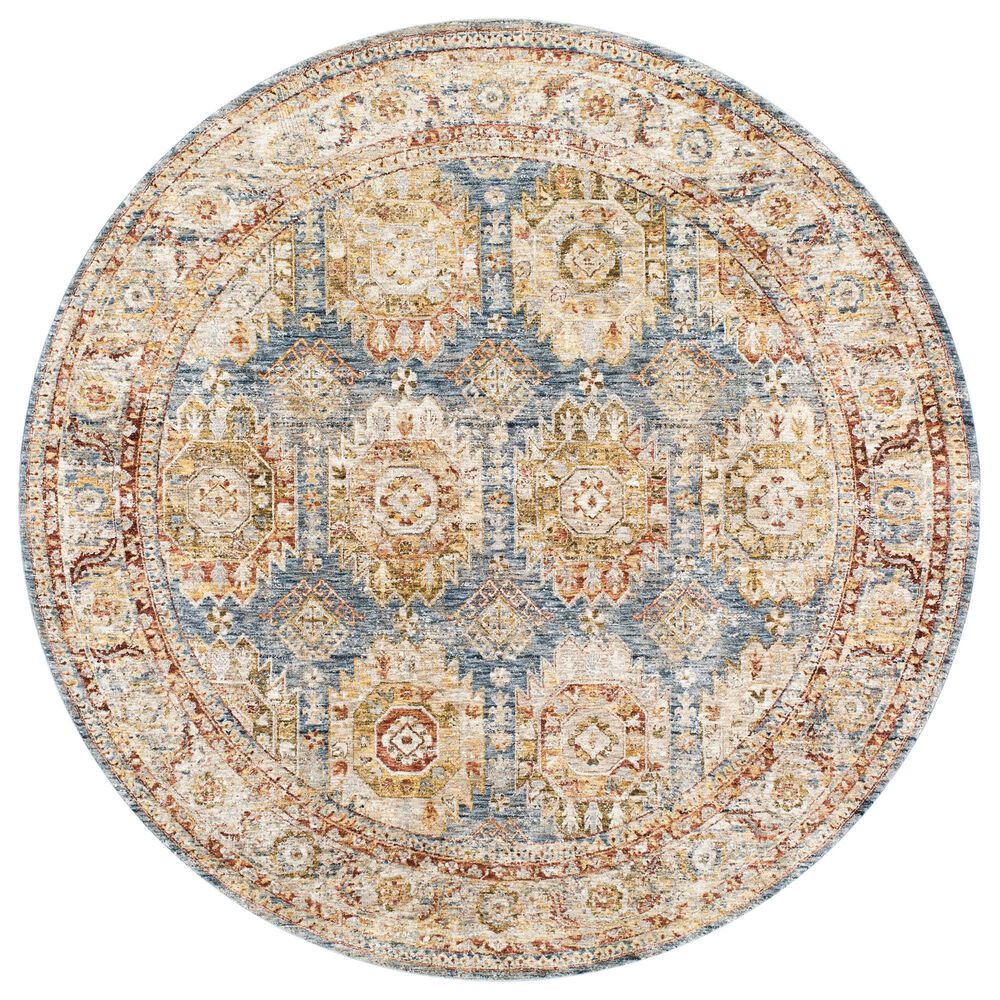 Surya Mona Lisa 5'3" Round Tan, Dark Blue, Mustard, Brick Red, Olive ...