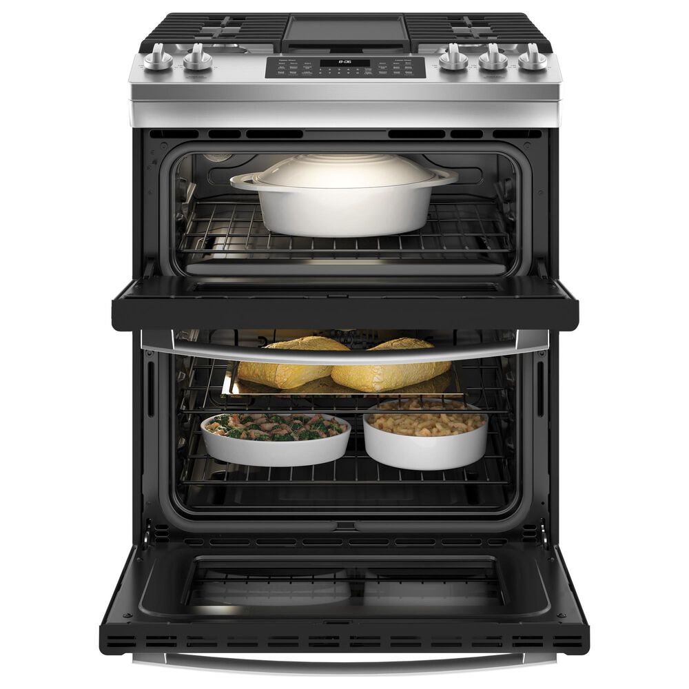 GE Appliances 30" Slide-In Front-Control Gas Double Oven Range in ...