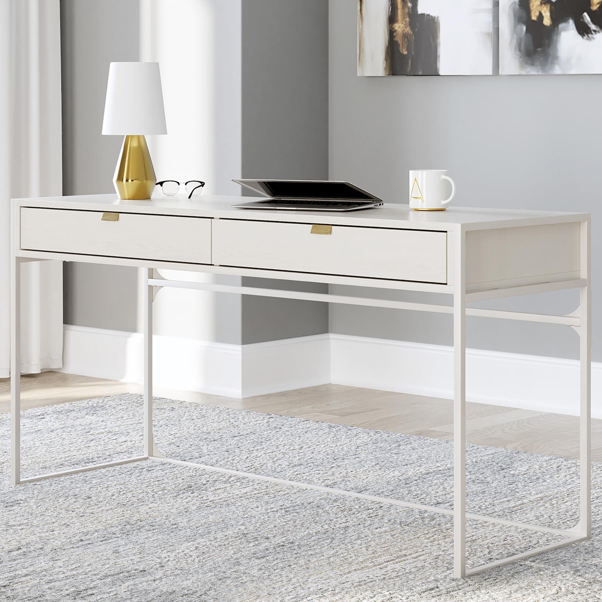 Ashley Deznee 2 Drawer Desk in White NFM