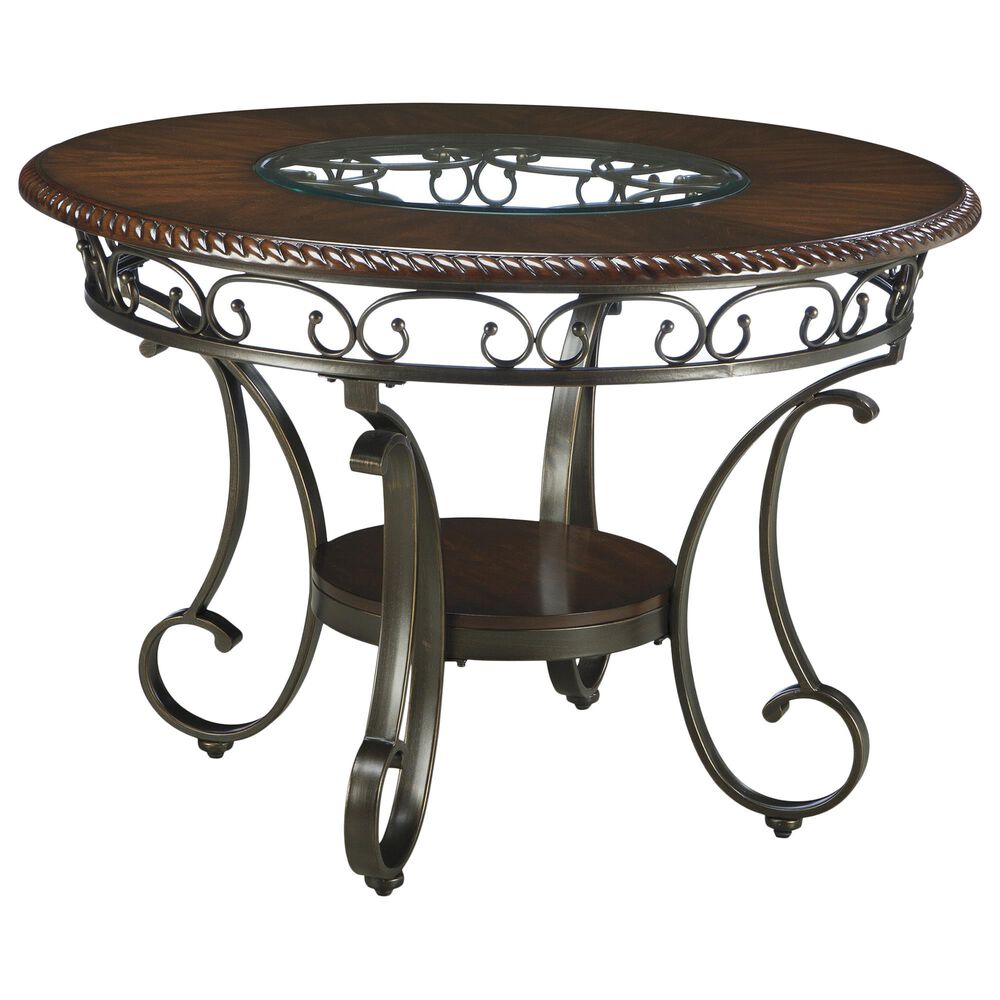 Ashley Glambrey Round Dining Table in Dark Bronze and Dark Cherry ...