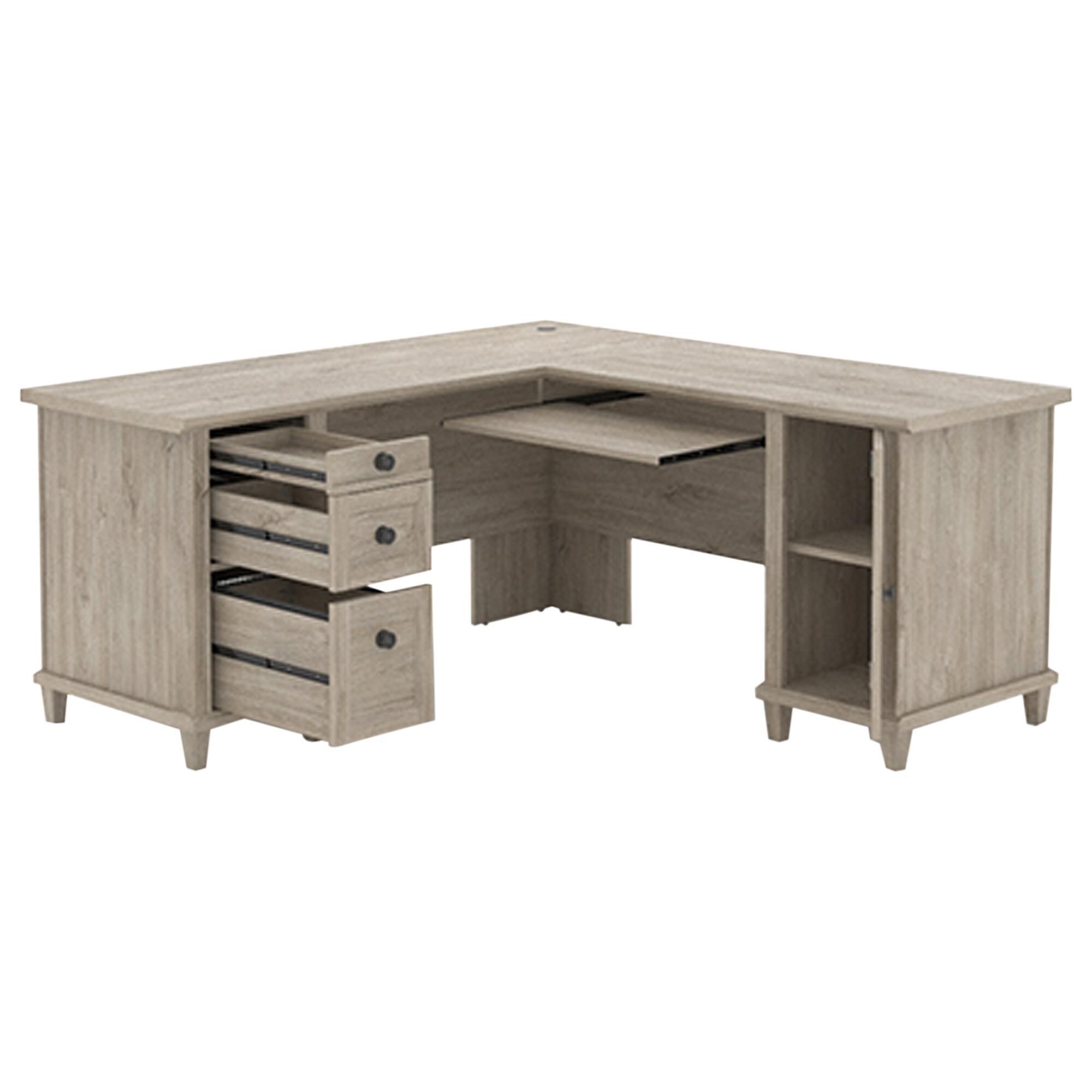 Sauder Hammond L Shaped Desk in Chalk Oak NFM