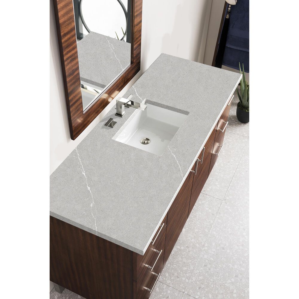 James Martin Metropolitan 60" Single Bathroom Vanity in American Walnut with 3 cm Eternal Serena ...