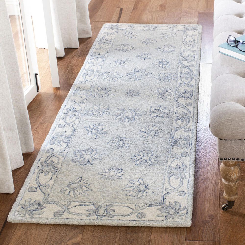 Safavieh Micro-Loop Traditional 2'3" x 7' Light Blue and Ivory Runner | NFM